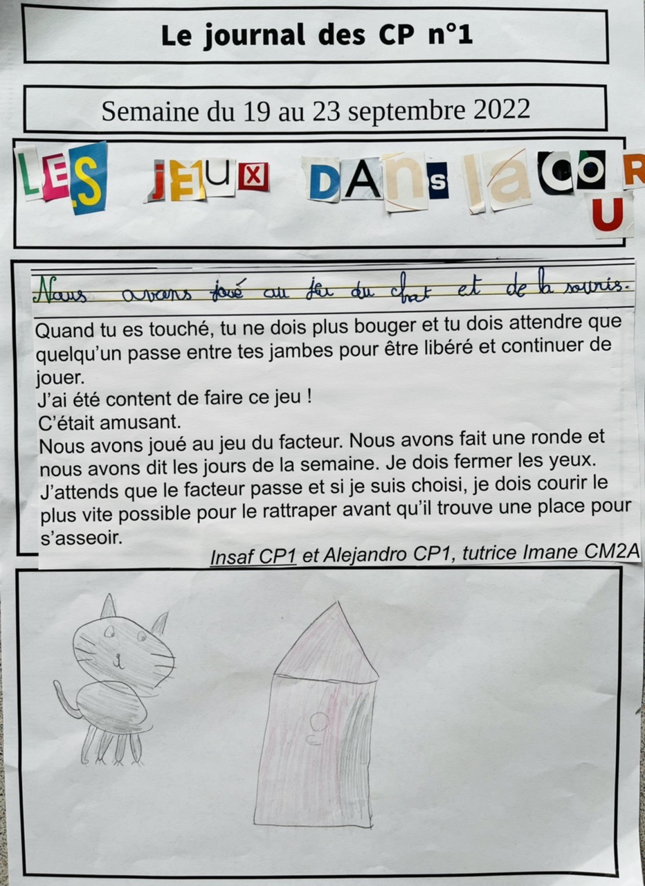 Le journal des CP n°1 - La Fontaine