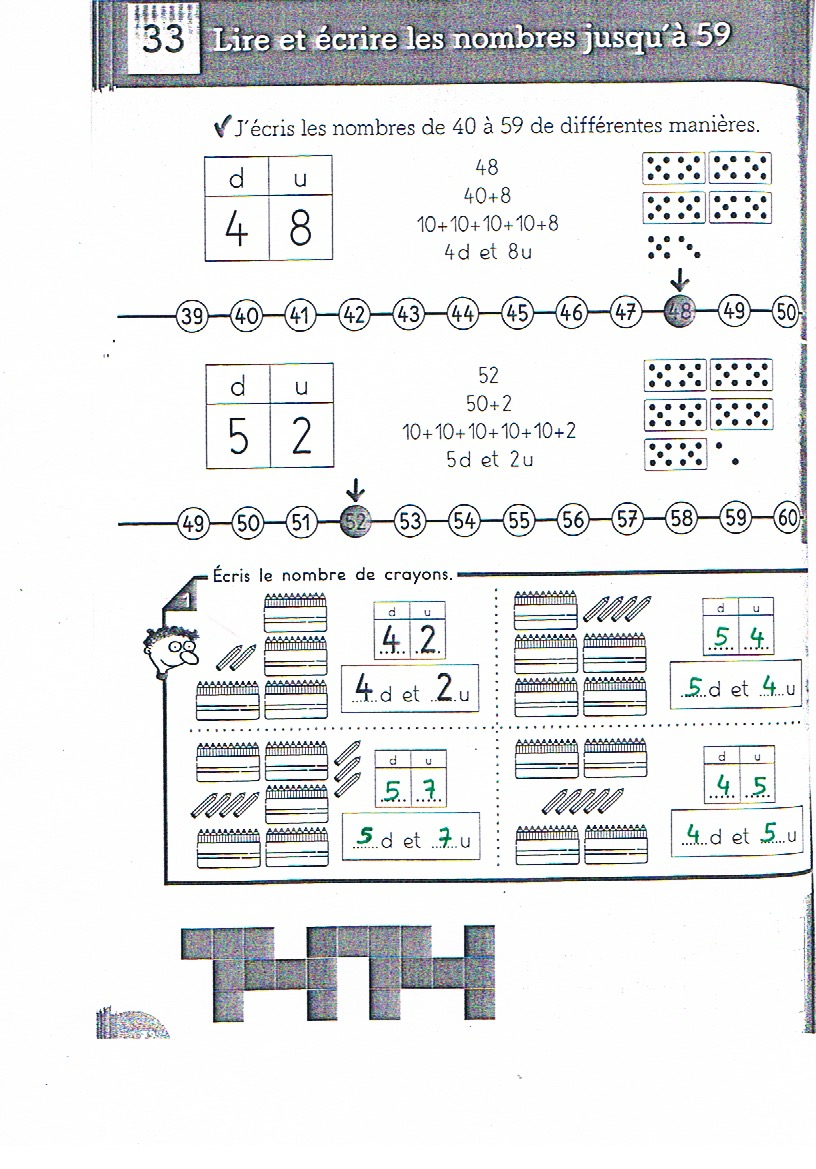Correction Exercices 33-Lire et écrire les nombres jusqu'à 59 - La Fontaine