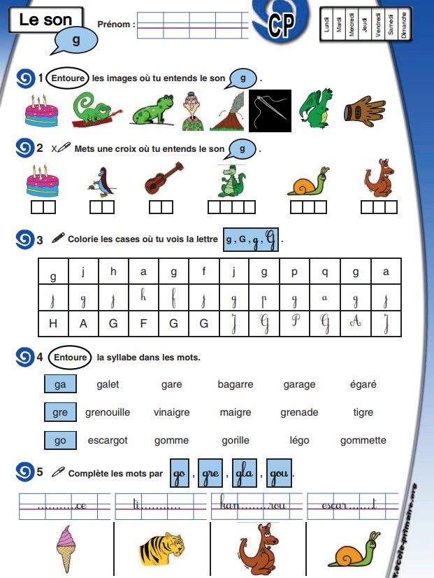exercices son g - La Fontaine