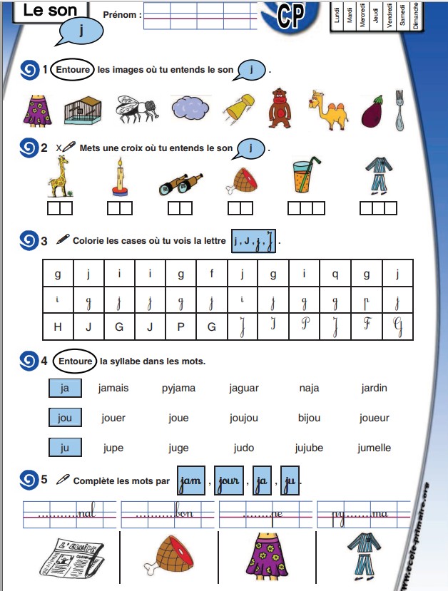 Exercices sur le son (j) - La Fontaine